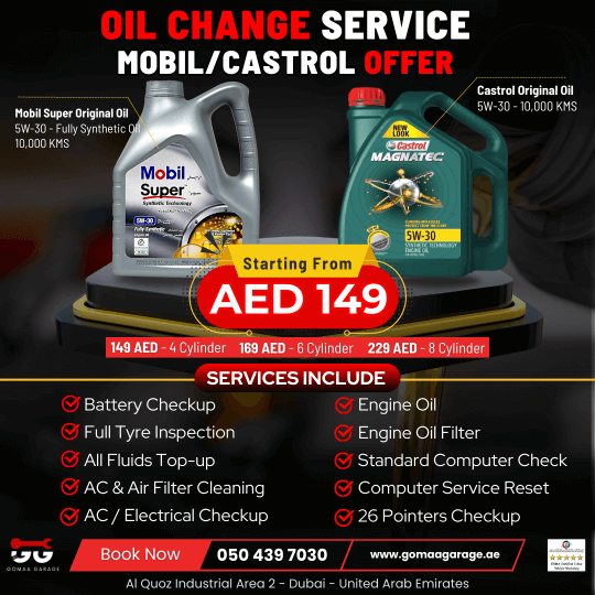 Best Oil Change Service In Dubai | From 149 AED | Castrol & Mobil